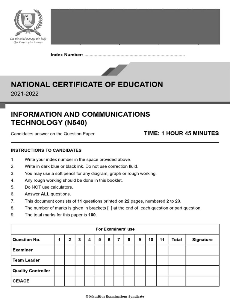 NCE Information Communications Tech 2021 2022 | PDF | Body Mass Index ...