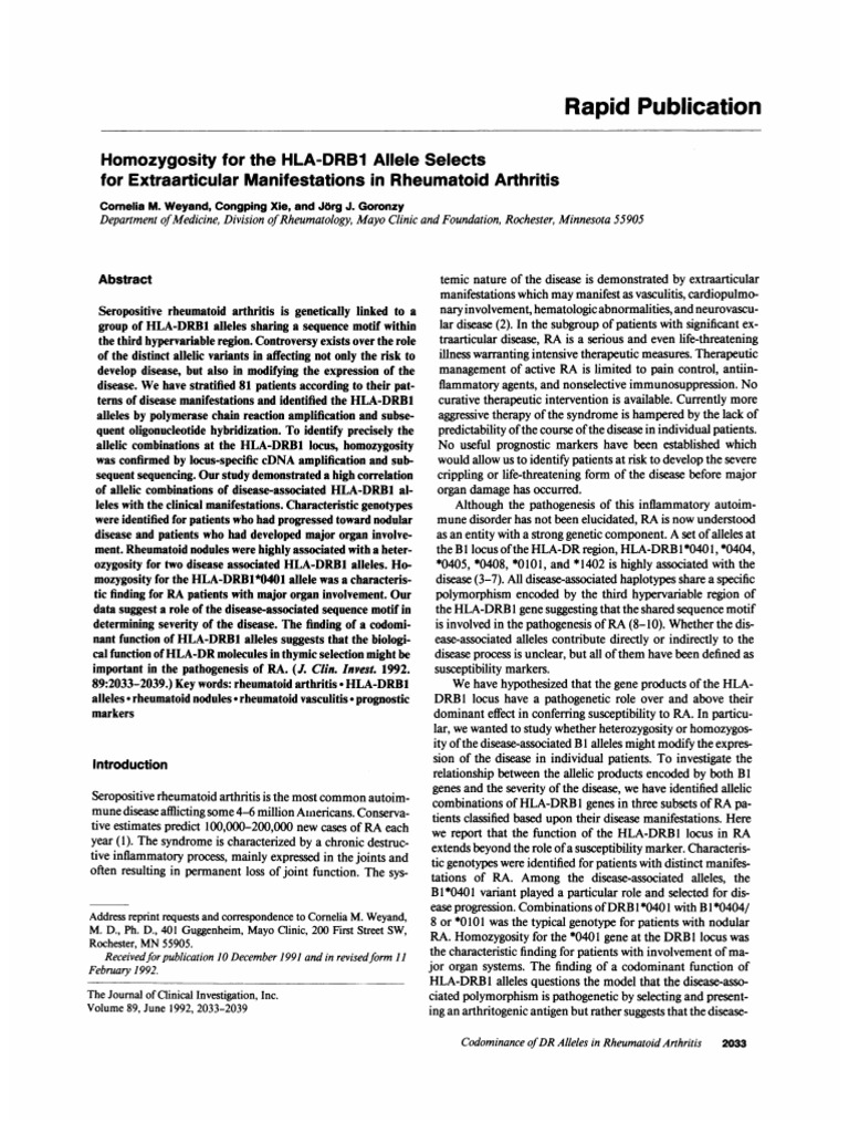 M.weyand Et Al | PDF | Rheumatoid Arthritis | Primer (Molecular Biology)