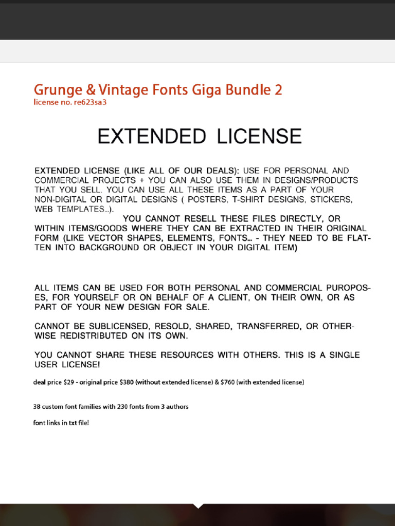 Ext License Grunge Vintage Fonts Giga Bundle 2 MD | PDF