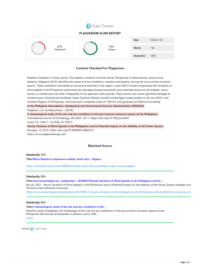 Duplichecker Plagiarism Report. Weather | Download Free PDF | Wound ...
