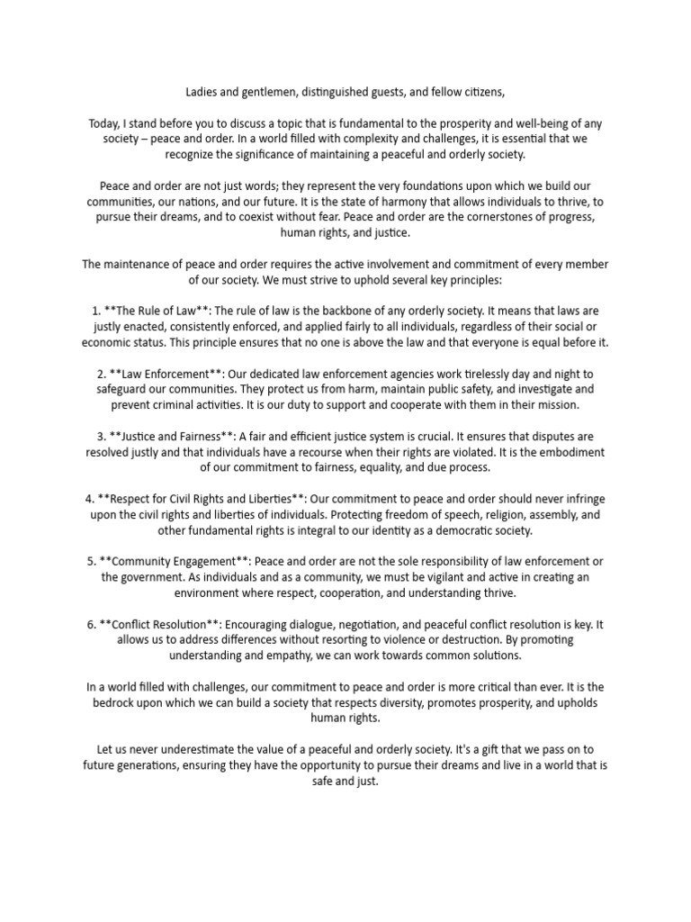 Upholding Peace and Order in Society | PDF | Social Science | Law