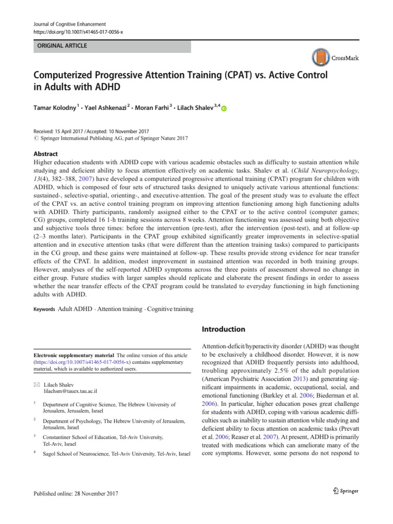 CAAT | PDF | Attention | Attention Deficit Hyperactivity Disorder