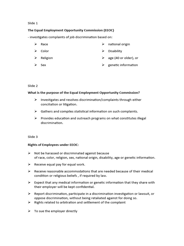 The Equal Employment Opportunity Commission (EEOC) | PDF | Equal ...