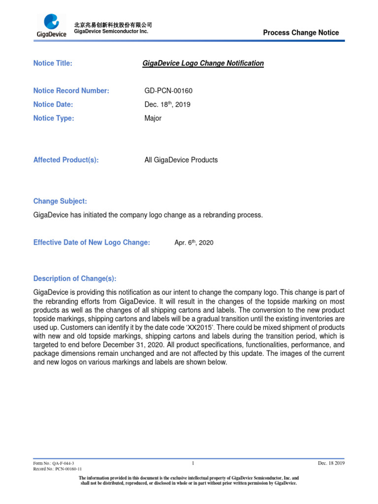 GigaDevice Logo Change Notice | PDF