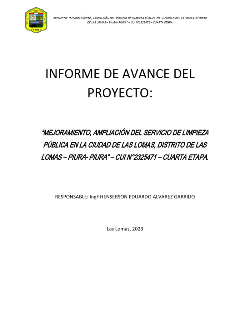 Informe de Avance Del Proyecto | PDF | Sector secundario de la economía | Residuos