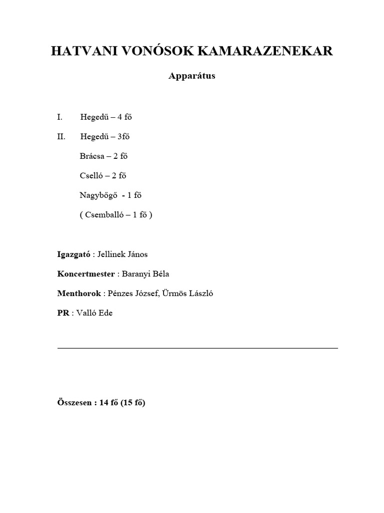 Hatvani Vonósok Kamarazenekar | PDF