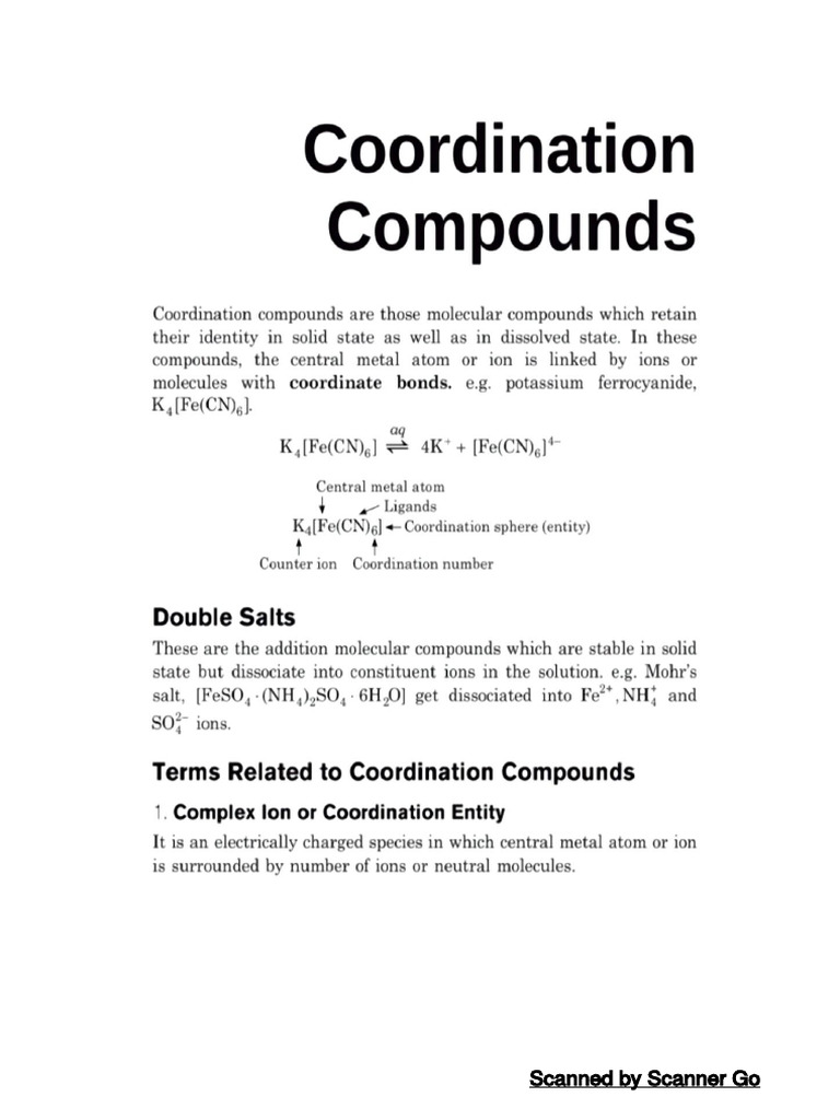 Coordination Compounds | PDF