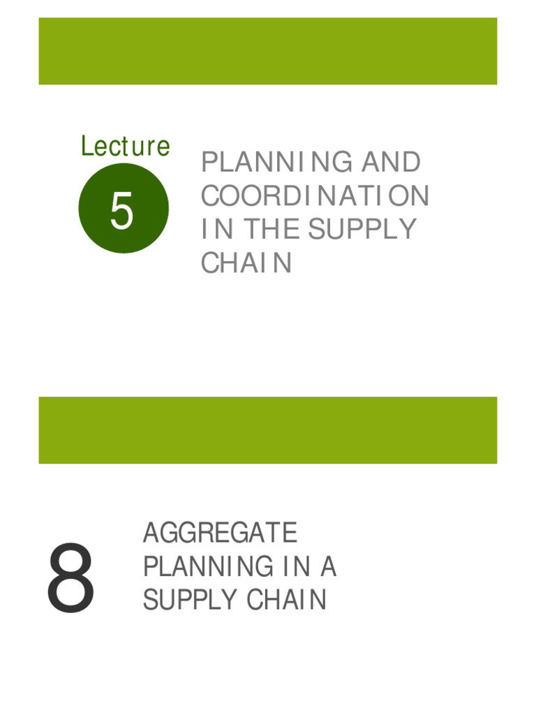 SCM Lecture 5 Planning and Coordination in The Supply Chain - Sheets ...