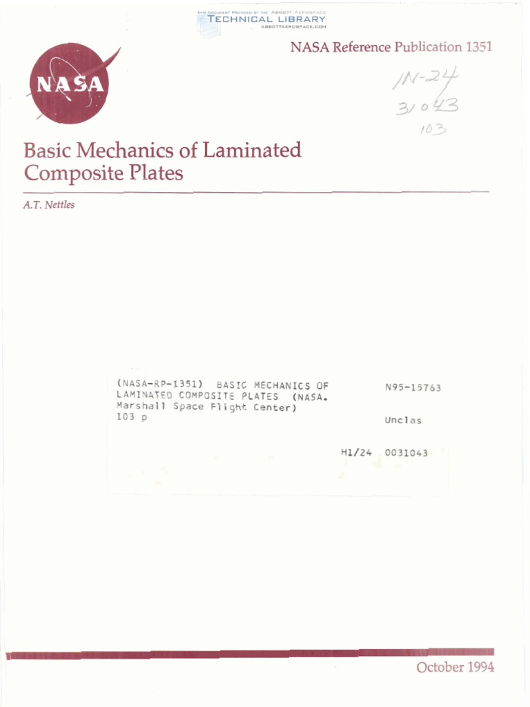 NASA RP 1351 Basic Mechanics of Laminated Composite Plates | PDF