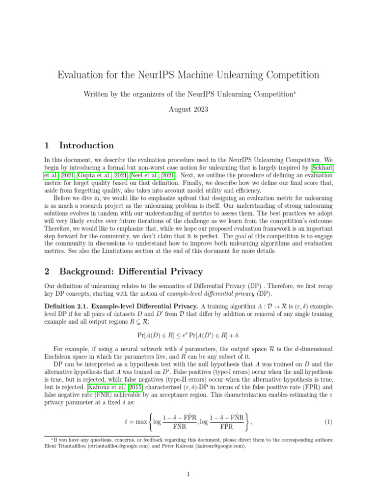 Machine Unlearning Notion Metric | PDF | Probability Distribution | Type I And Type Ii Errors