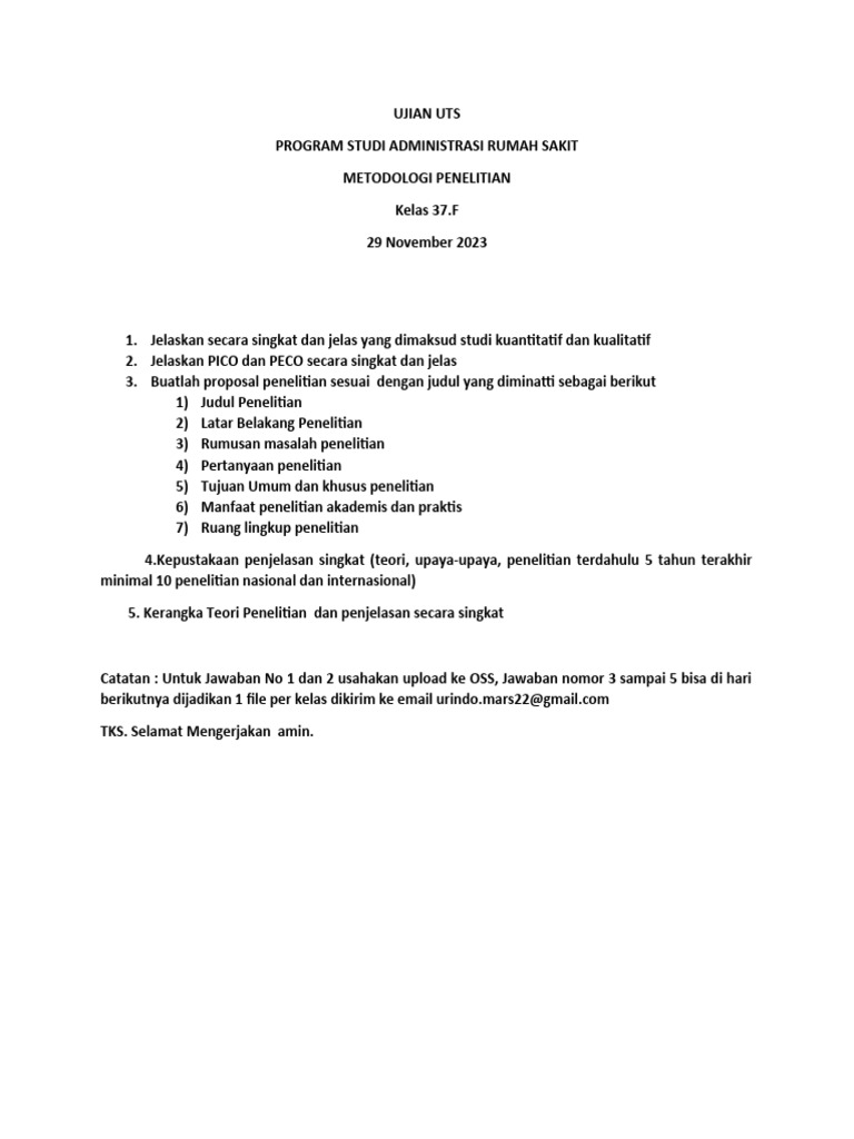 Ujian Uts 37 F Metlit | PDF