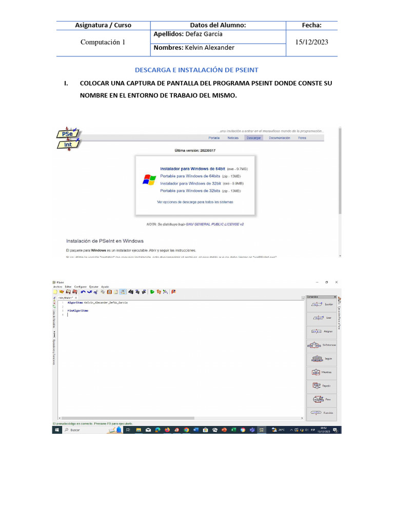 Instalación y Captura de Pseint | PDF | Informática