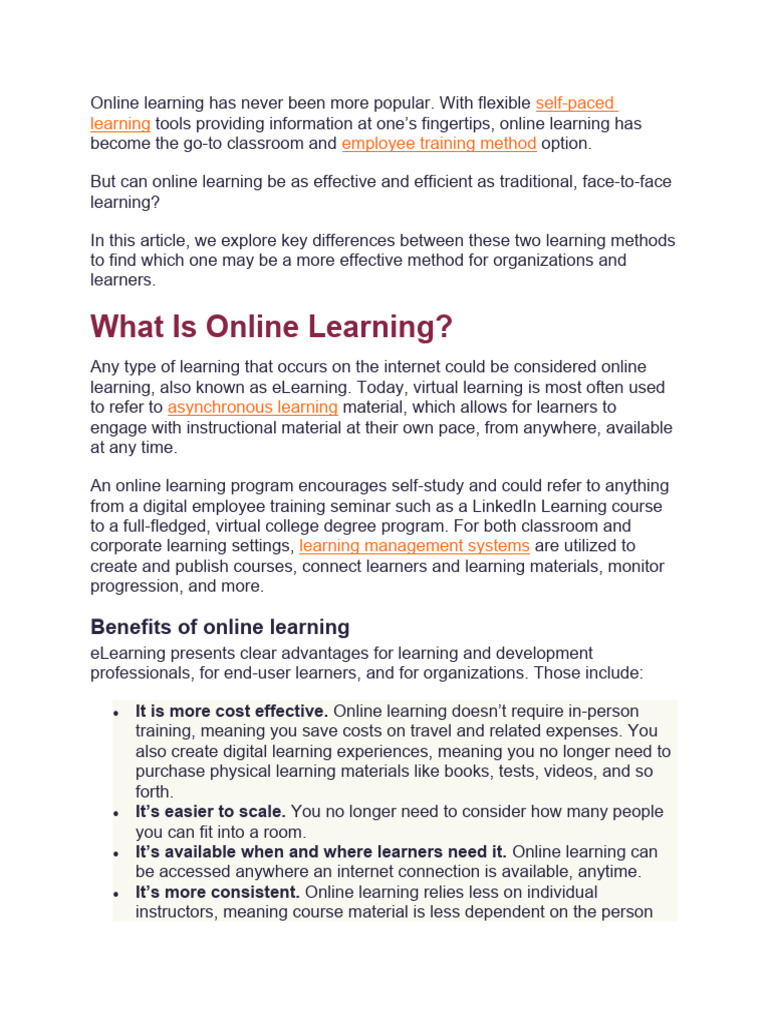 Online Learning | PDF | Educational Technology | Learning