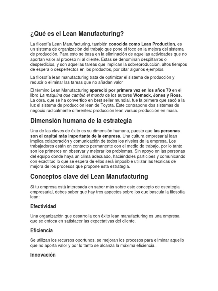 Lean Manufacturing: Claves y Principios | PDF | Lean Manufacturing | Economias