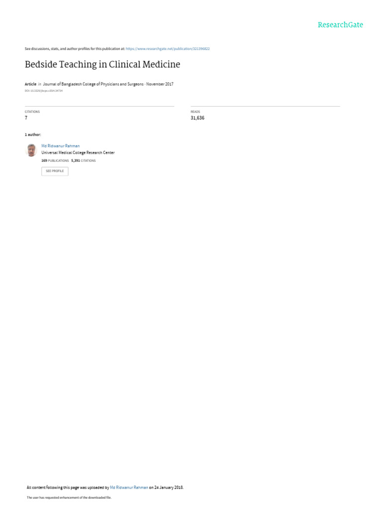 Bedside Teaching in Clinical Medicine | PDF | Medicine | Patient