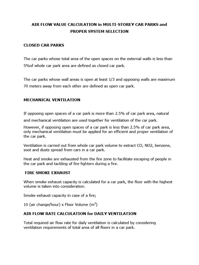 Car Park Ventilation Standards Overview | PDF | Ventilation ...