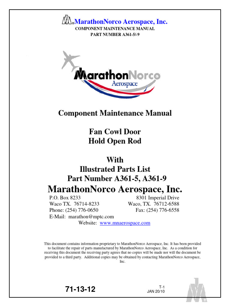 Fan Cowl Door Hold Open Rod (Norco) | PDF