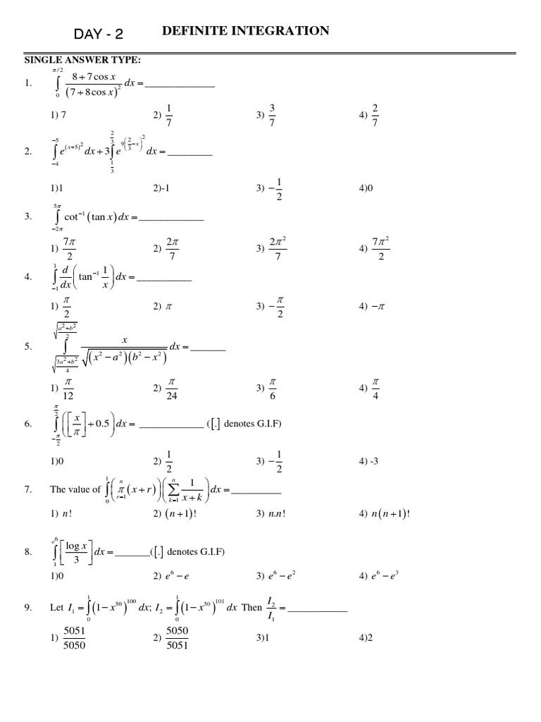 DEFINITE INTEGRATION | PDF | Number Theory | Discrete Mathematics