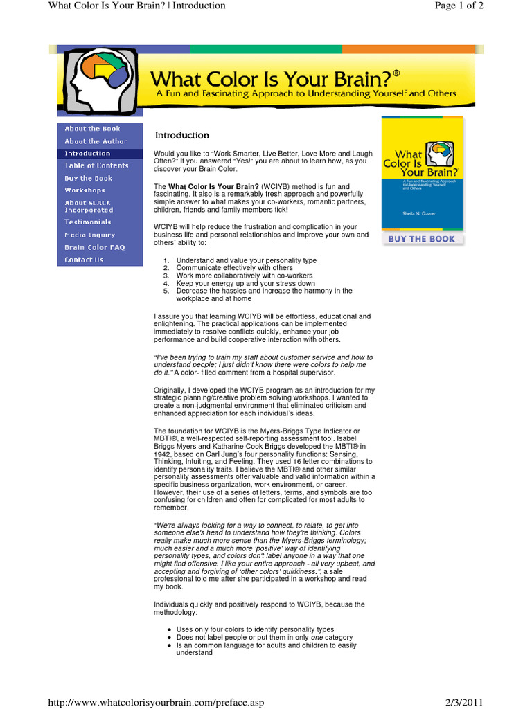 What Color Is Your Brain (3) Introduction | PDF | Psychology ...
