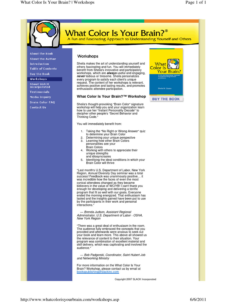 What Color Is Your Brain (7) Workshops | PDF
