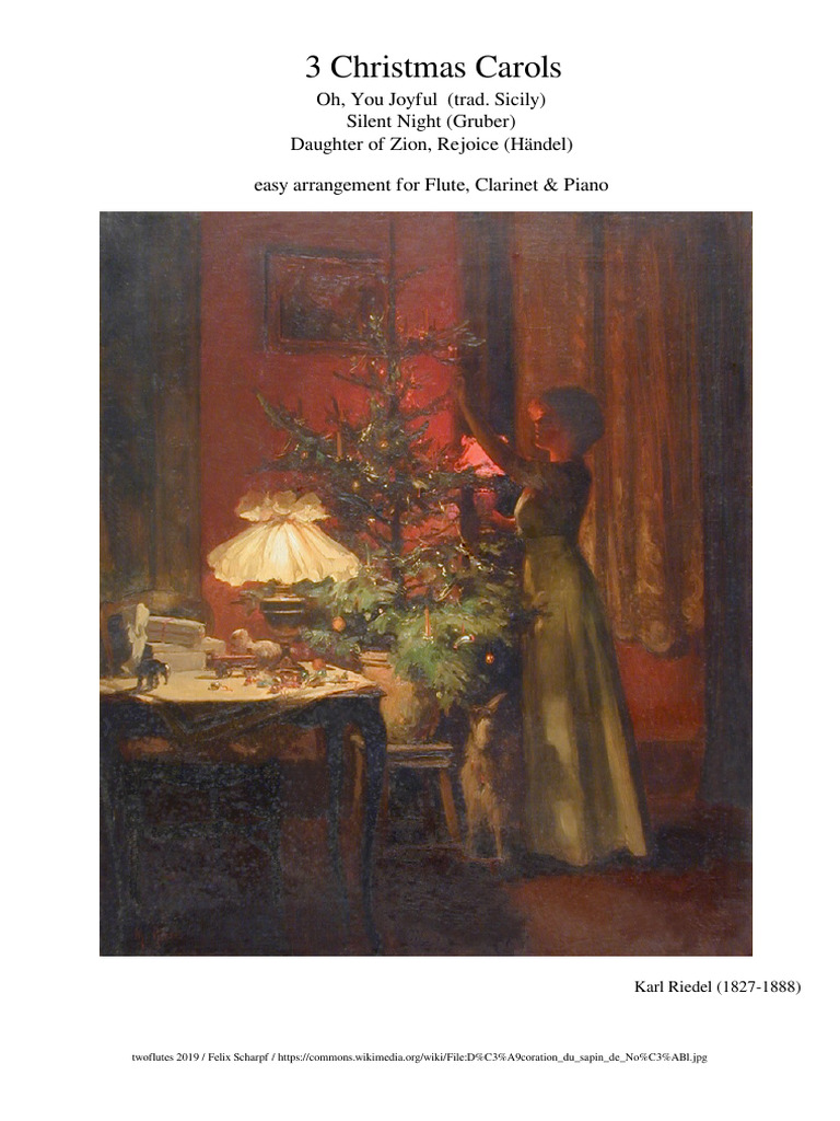 3 Christmas Carols - Easy Arrangement For Flute Clarinet Piano | PDF