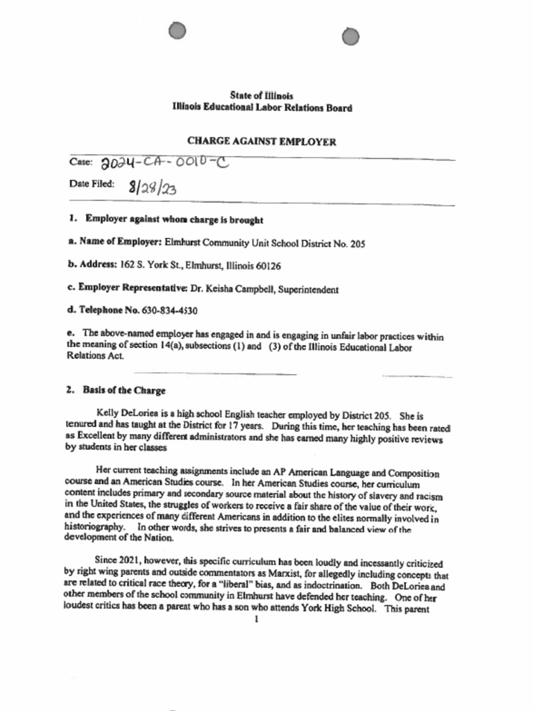 Elmhurst Teachers Union Grievance On Behalf of Kelly DeLoriea | PDF