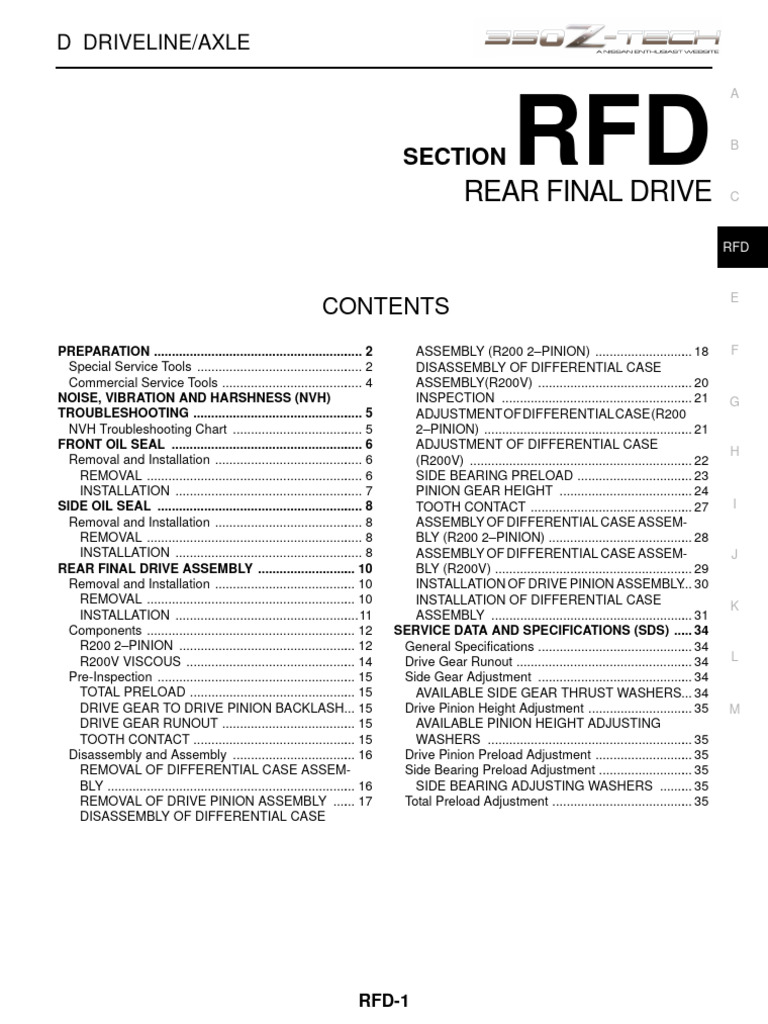 RFD 2004 350Z Service Manuel | PDF | Gear | Bearing (Mechanical)