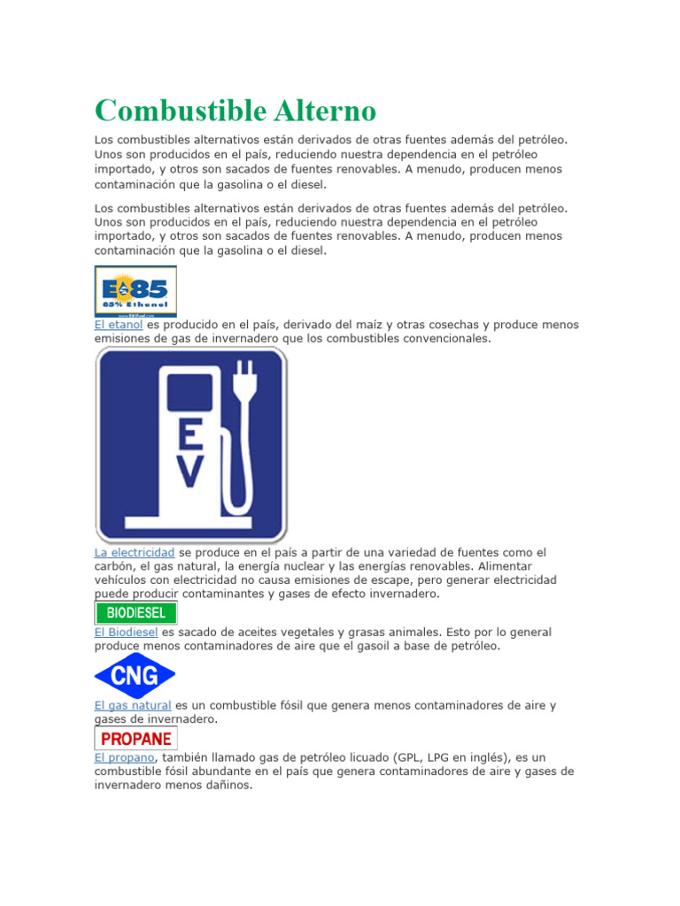 Combustible Alterno | PDF | Energía renovable | Combustibles