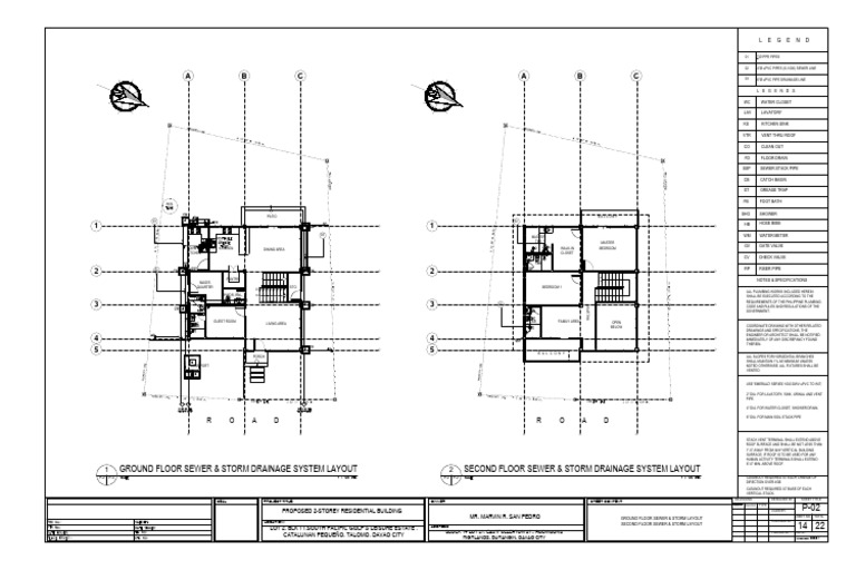 A B C A B C: Ground Floor Sewer & Storm Drainage System Layout Second ...