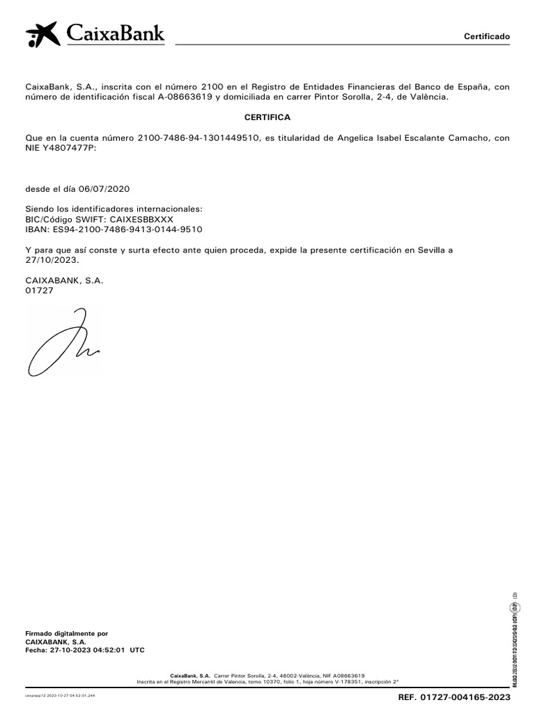Certificado de Titularidad Banco | PDF