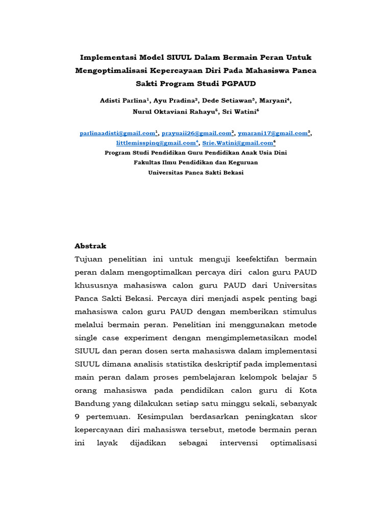Optimalisasi Percaya Diri Mahasiswa PGPAUD | PDF | Karier & Perkembangan | Kesehatan Holistik