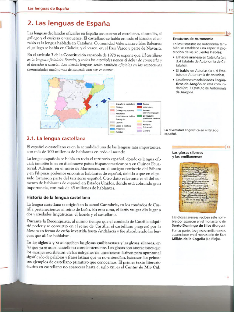 Las Lenguas de EspaÃ A. BilingÃ Ismo y Diglosia | PDF
