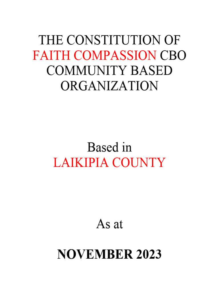 Faith Compassion CBO Constitution | PDF | Business