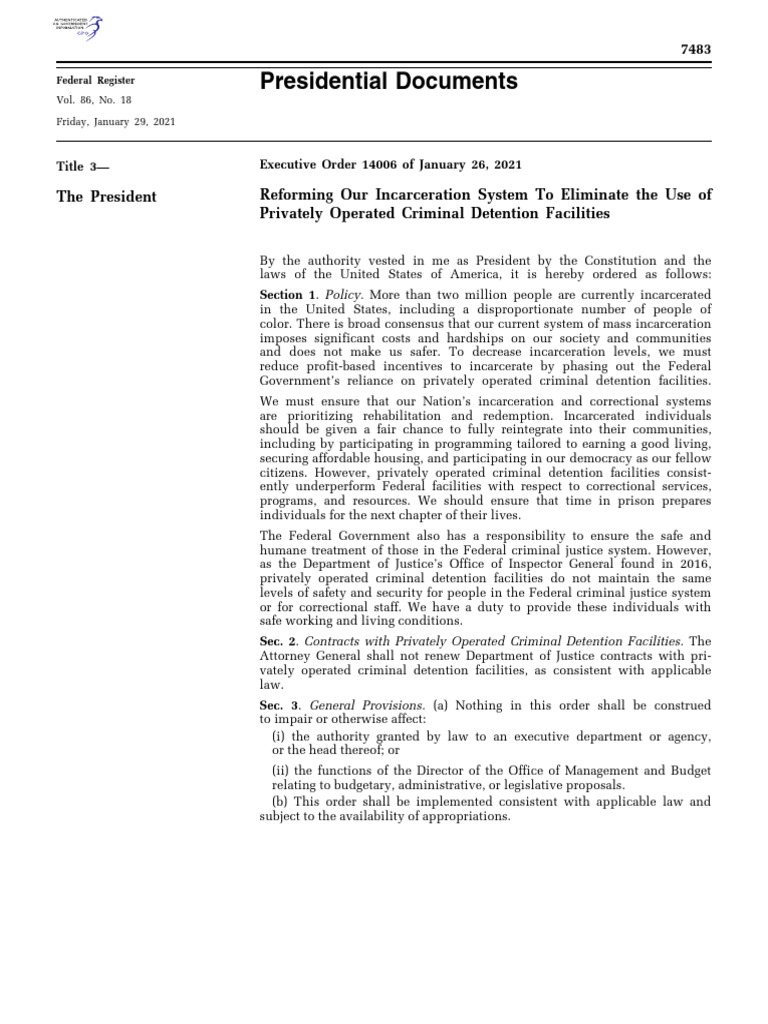 Presidential Documents | PDF | Incarceration In The United States | Prison
