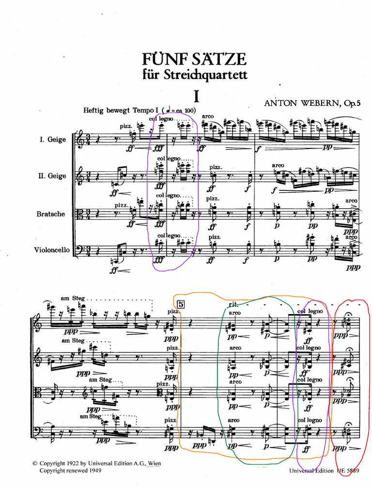 Webern Quartetto Op 5 | PDF | Musical Compositions | Musical Notation