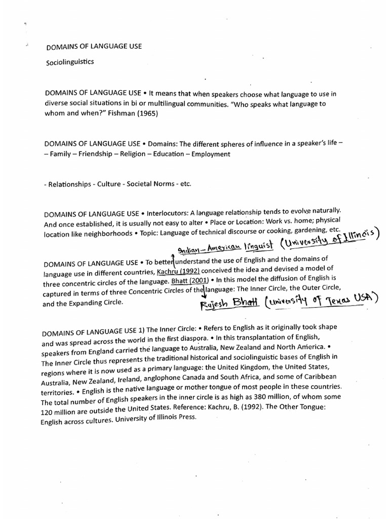 Domains of Language Use by DA | PDF
