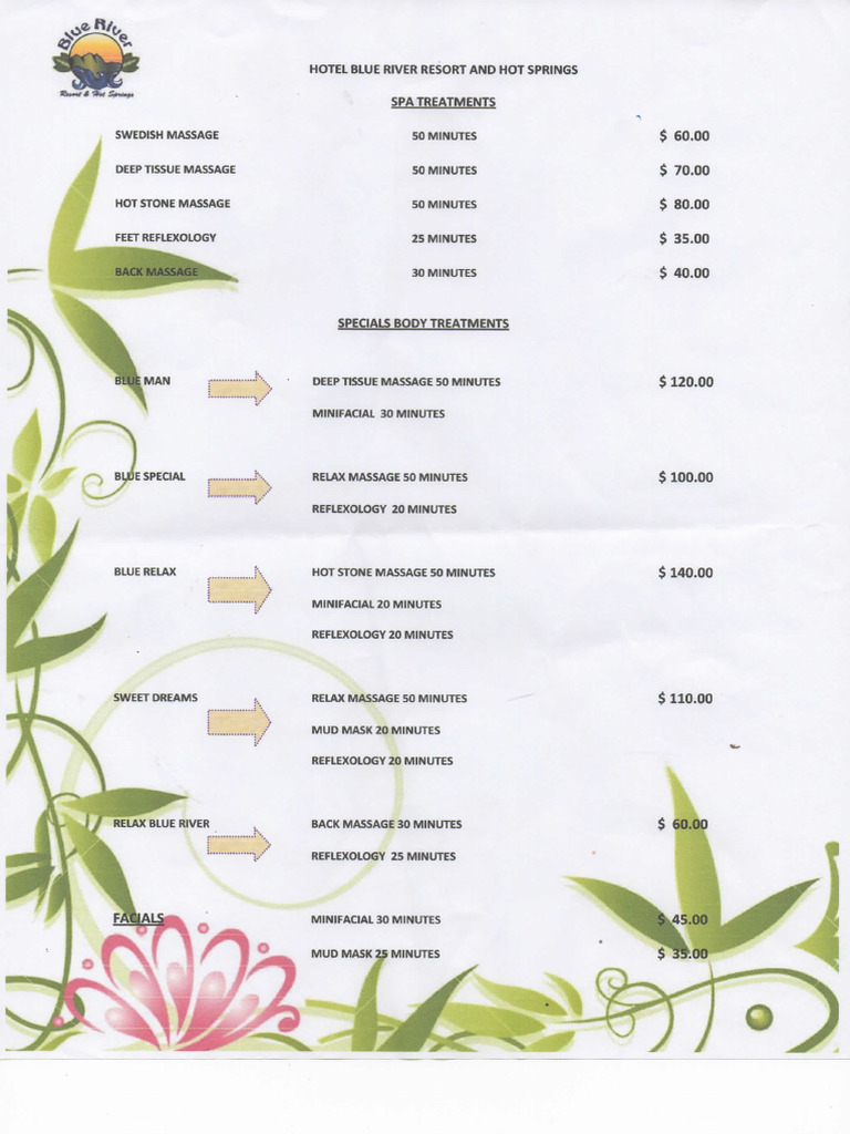 Spa Treatments Menu | PDF