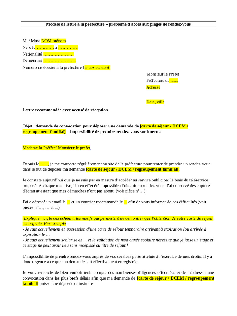 Modele Lettre Prefecture | PDF