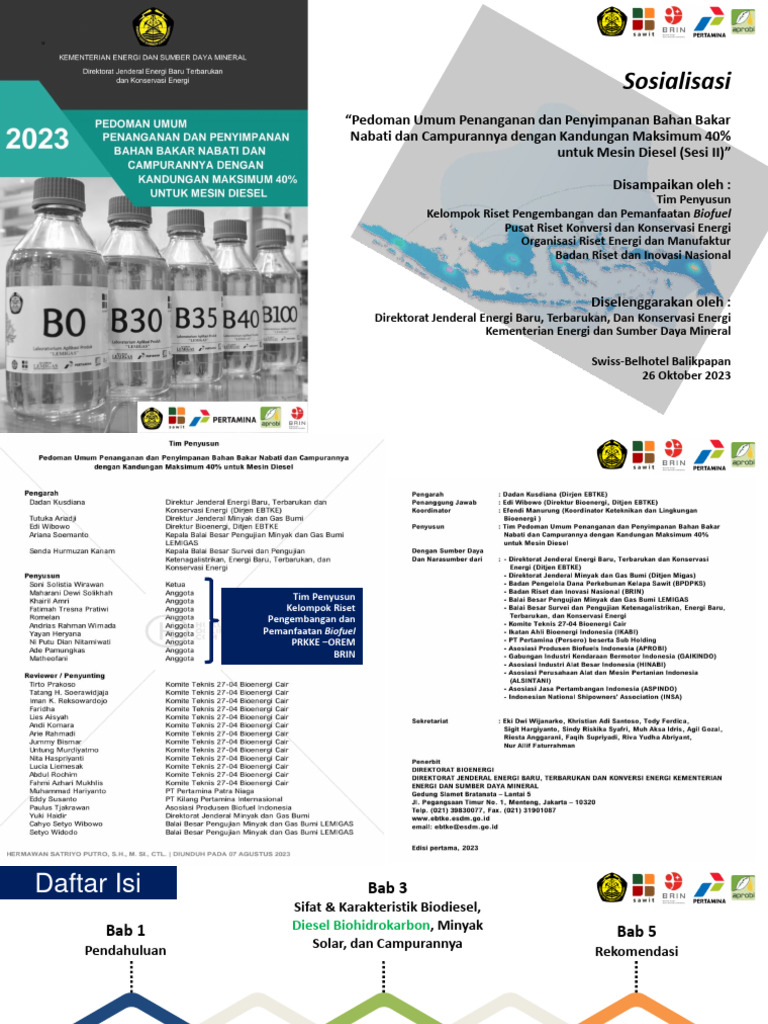 Sosialisasi - Pedoman Penanganan BBN Hingga B40-Balikpapan-251023-Master | PDF