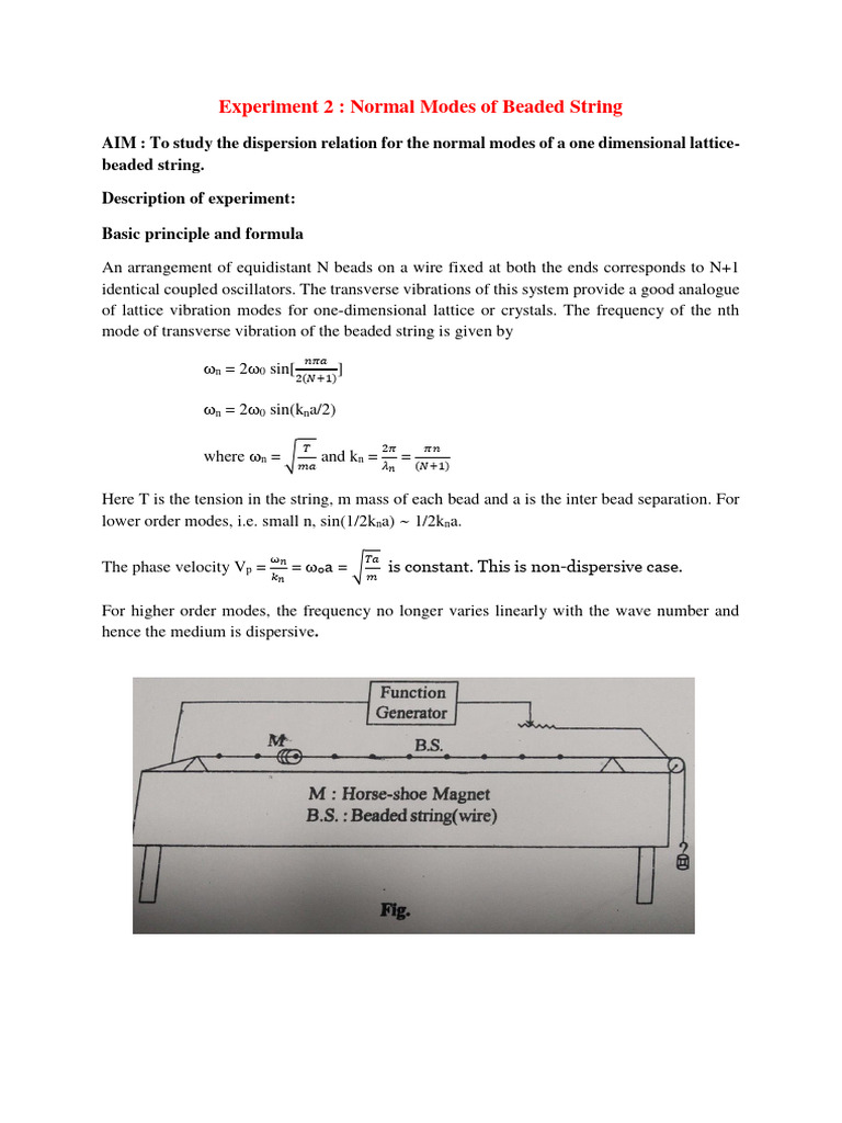 Experiment No.2 One Dimesnional Lattice Bead | PDF | Normal Mode ...