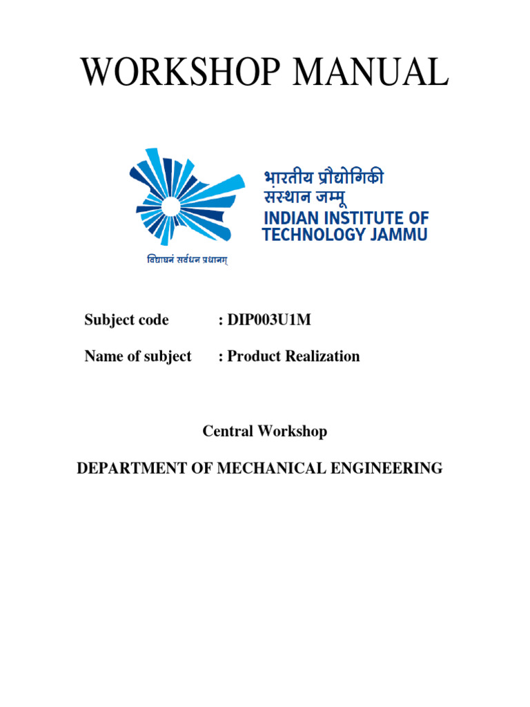 Central Workshop Manual For Mechanical Workshop Course | Download Free ...