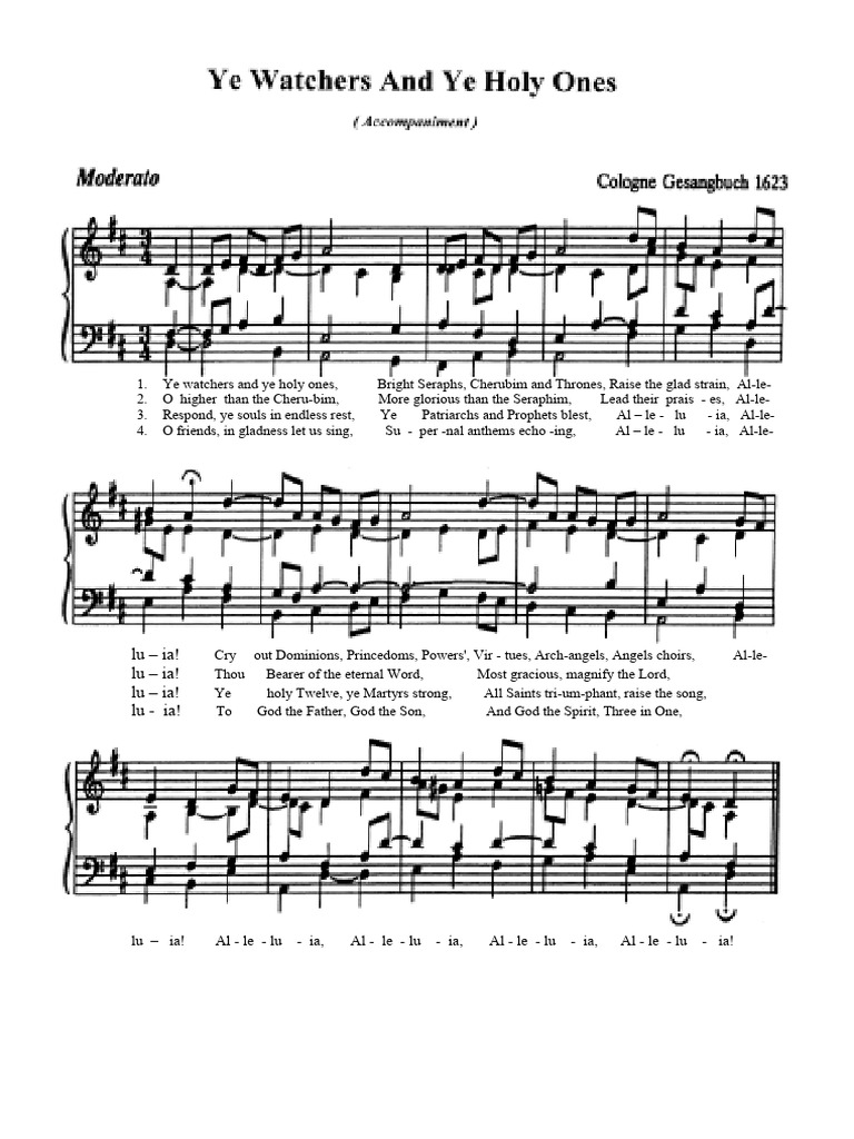 Hymn Lyrics: Ye Watchers and Ye Holy Ones | PDF