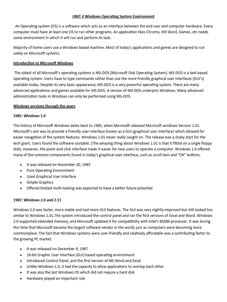 UNIT 4 WINDOWS Operating System | PDF | Microsoft Windows | Operating ... UNIT 4 WINDOWS Operating System | PDF | Microsoft Windows | Operating ...
