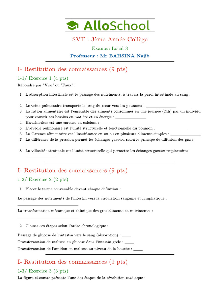SVT 3ac Examen Local 3 1 | PDF