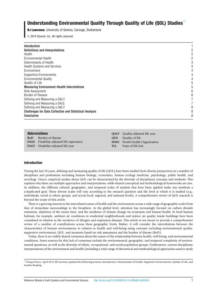 Lawrence (2014) Understanding Environmental Quality Through Quality of ...