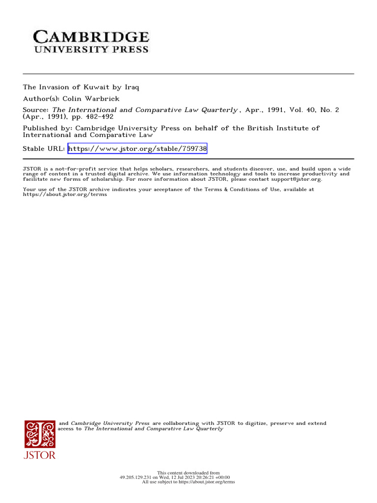 The Invasion of Kuwait (1990) | PDF | United Nations Security Council ...