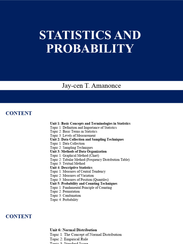 Statistics and Probability Review | PDF