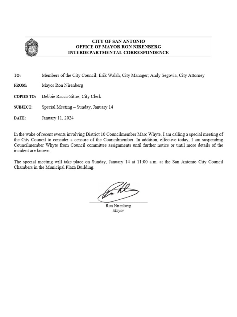 Memo - January 14 Special Meeting | PDF