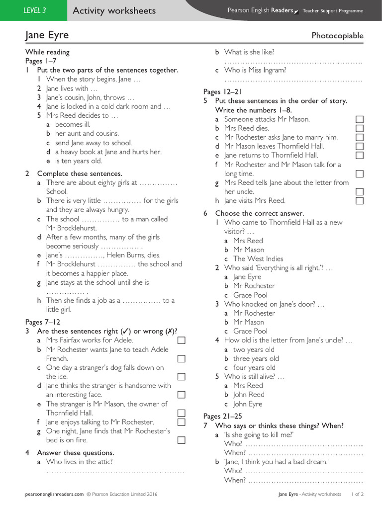 Jane Eyre Activit | PDF | Jane Eyre | Charlotte Brontë