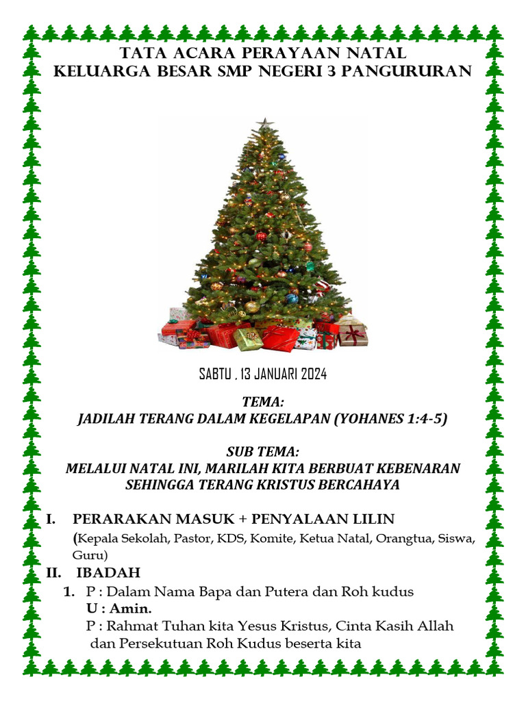 Tata Acara Natal SMP Negeri 3 Pangururan | PDF